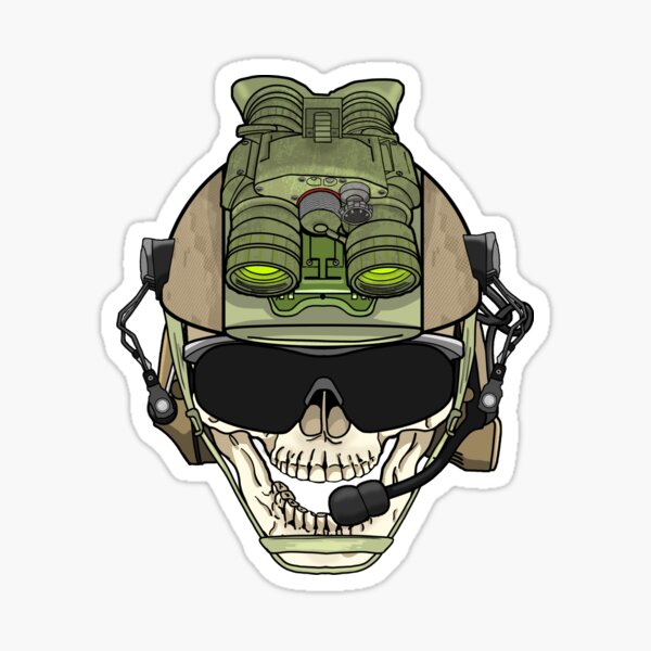 "Army skull with tactical equipment" Sticker by LuminOrb | Redbubble