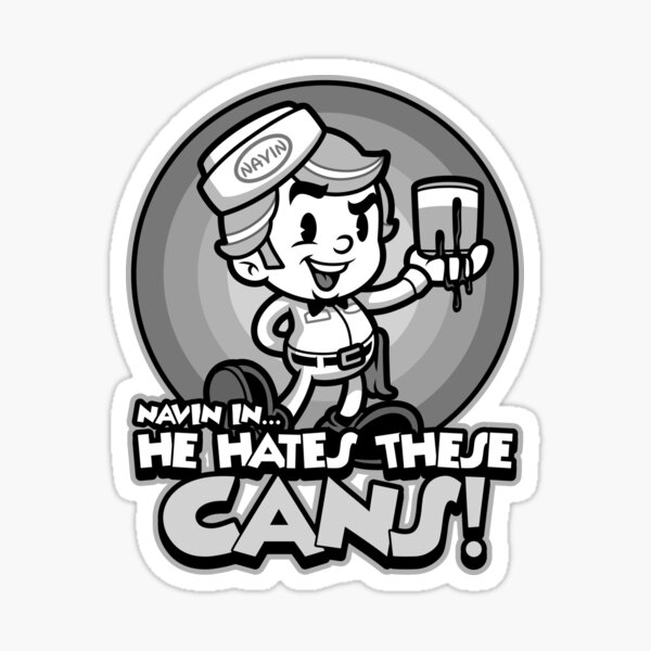"He Hates These Cans" Sticker for Sale by harebrained | Redbubble