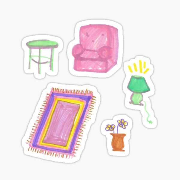 "Cute Furniture and Decorations- Rug, Chair, Flowers, Lamp, Table ...