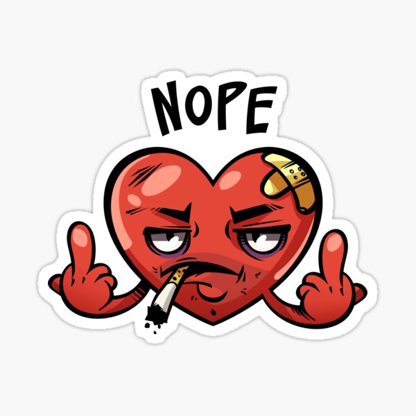 "Nope Grumpy Heart" Sticker for Sale by supermara | Redbubble