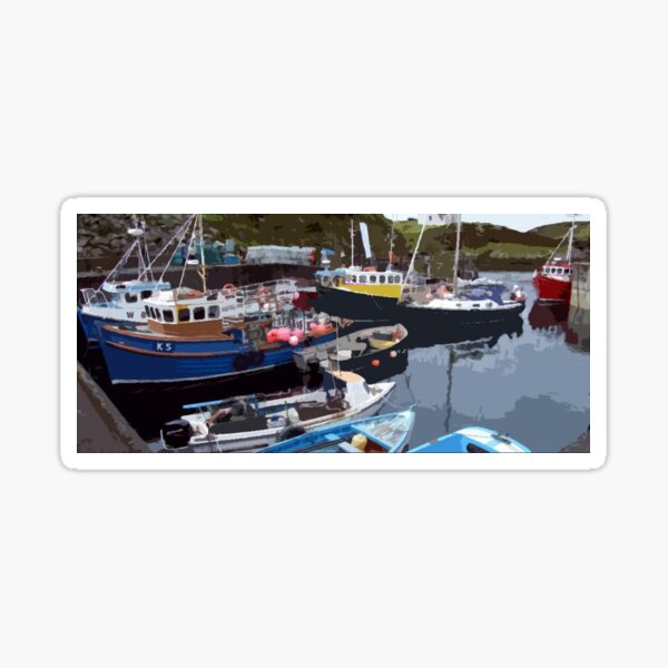 "Boats in the Harbour" Sticker by Cliffsart | Redbubble