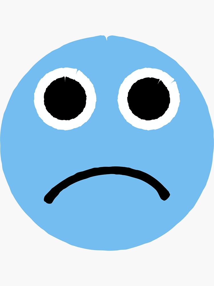 "Blue Sad Face Emoticon" Sticker for Sale by awkwarddesignco | Redbubble