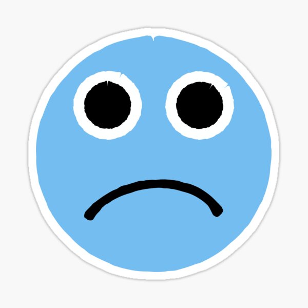 "Blue Sad Face Emoticon" Sticker by awkwarddesignco | Redbubble