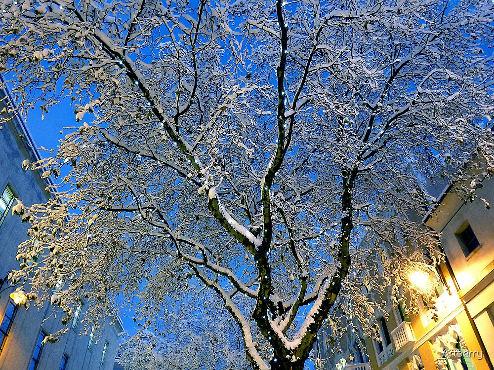 "Snow Covered Tree, Queen Street, Cardiff." by Artberry | Redbubble