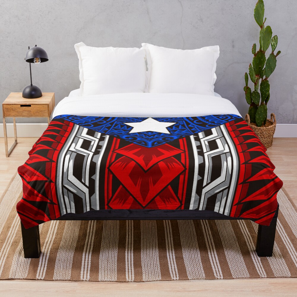 "Puerto Rican Tribal Flag - Modern Boricua" Throw Blanket by anziehend ...