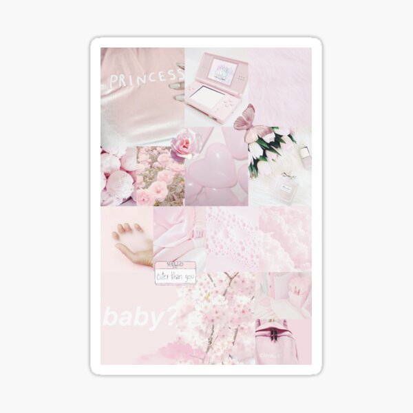 "Light Pink Aesthetic Collage " Sticker by pyperds | Redbubble