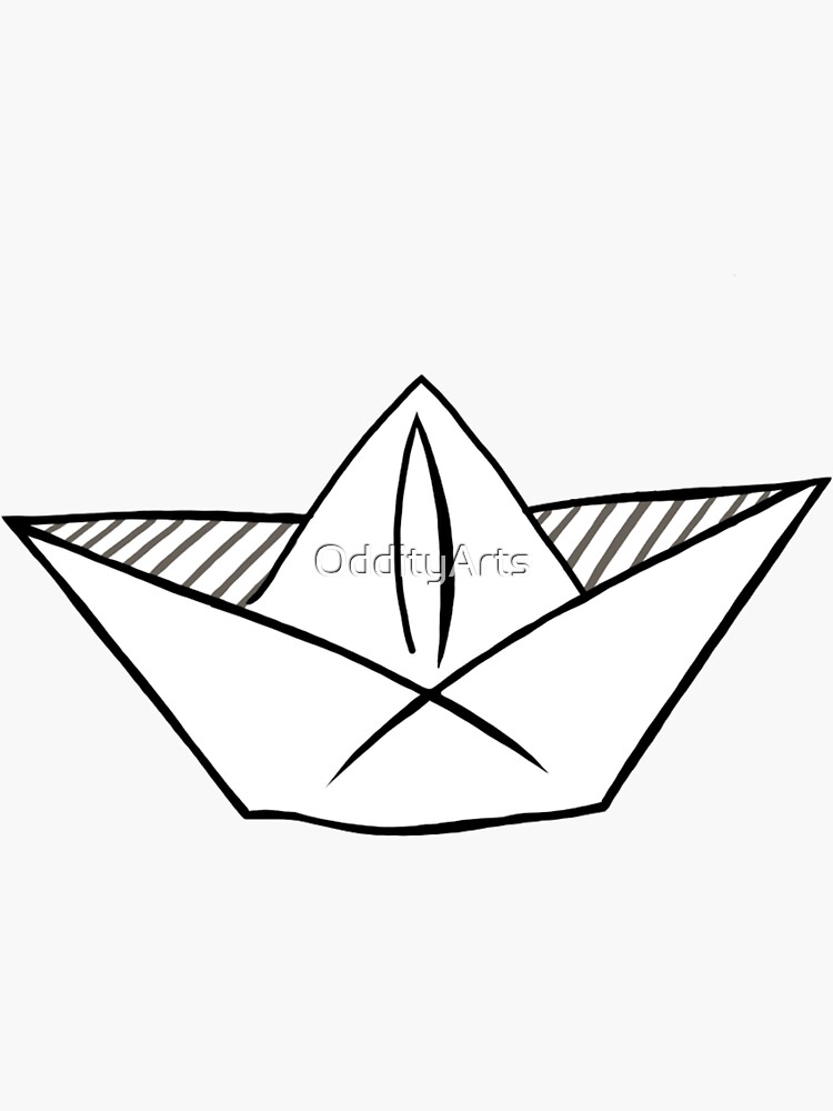"paper boat doodle" Sticker by OddityArts | Redbubble