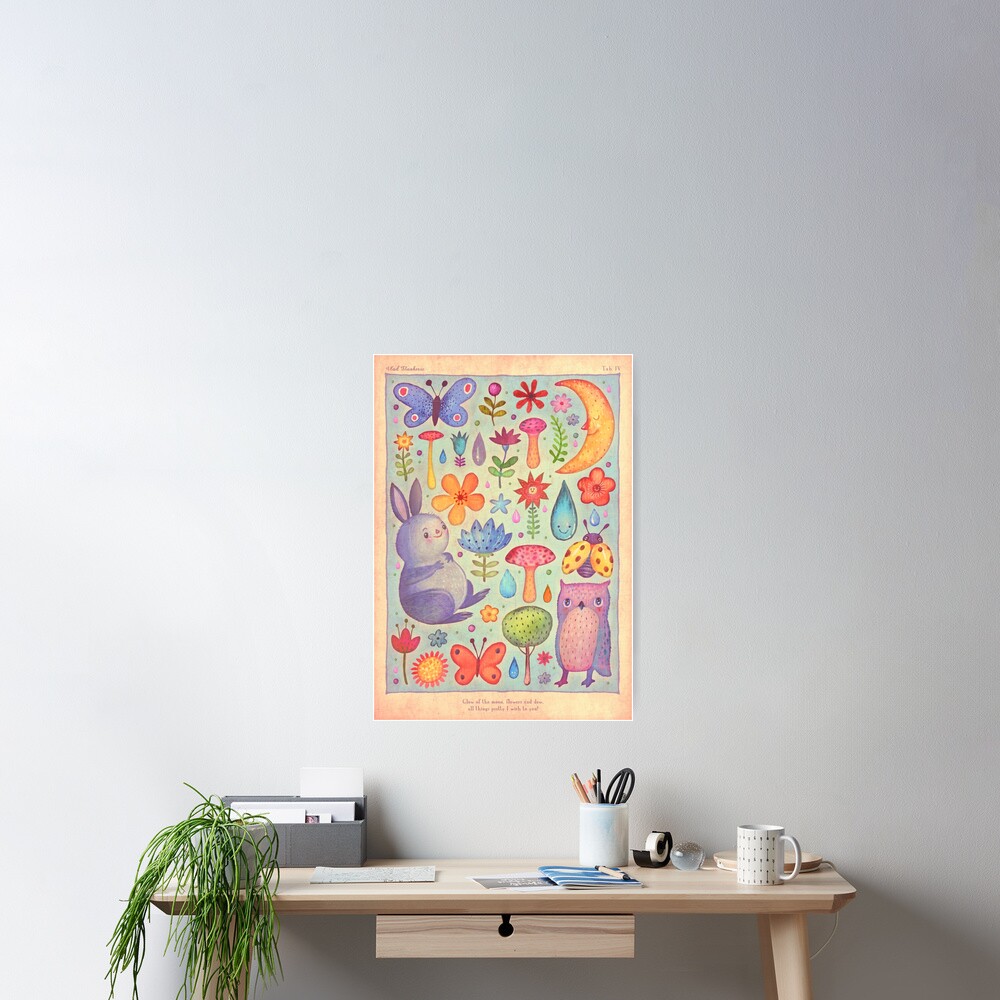 "Moon, flowers and dew" Poster by vladimirsart | Redbubble