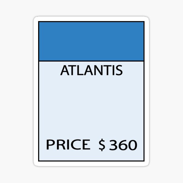 "Atlantis Monopoly Square" Sticker for Sale by DapperDanStudio | Redbubble