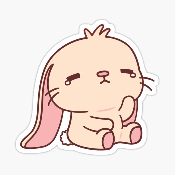 Sticker Cartoon Of Cute Kawaii Sad Bunny Vector Image, 42% OFF