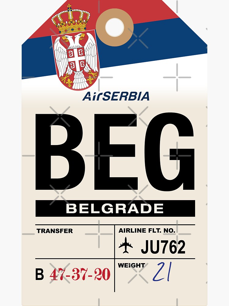 "Belgrade (BEG) Serbia Luggage Tag" Sticker for Sale by travelwitheric ...