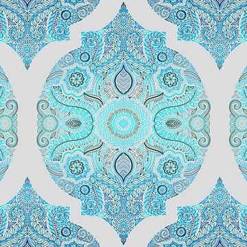 "Through Ocean & Sky - turquoise & blue Moroccan pattern" Pillow for ...