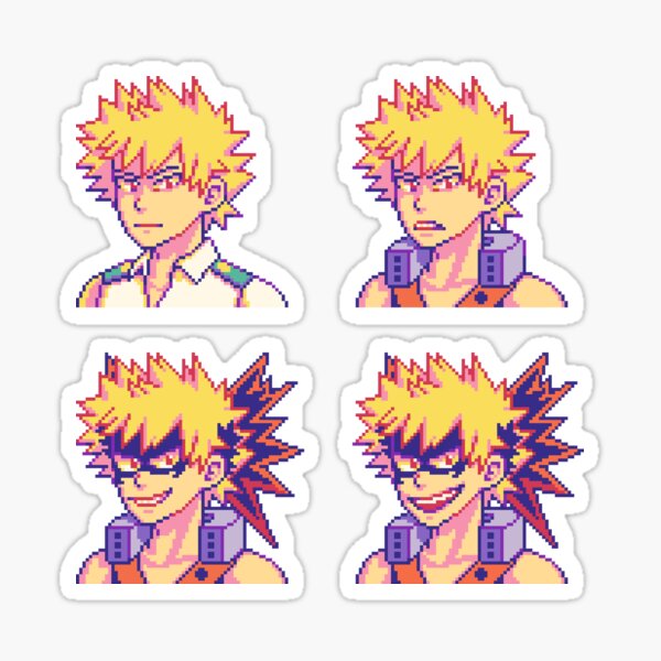 "Kacchan pixel art portraits (full set)" Sticker by SuperSarcosmic ...