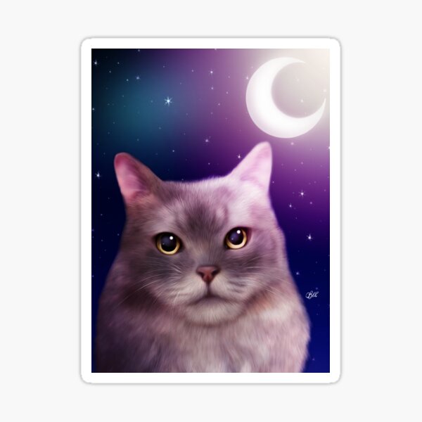 "Moon Cat" Sticker by BLHDigitalArt | Redbubble
