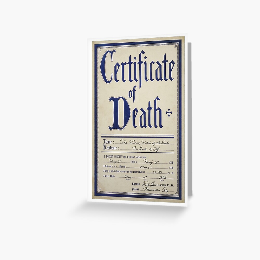 "Certificate of Death" Greeting Card by emblan | Redbubble