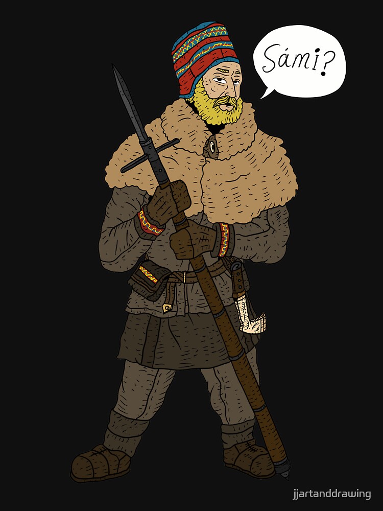 "a traditional sami or saami hunter and reindeer herder with a hunting ...