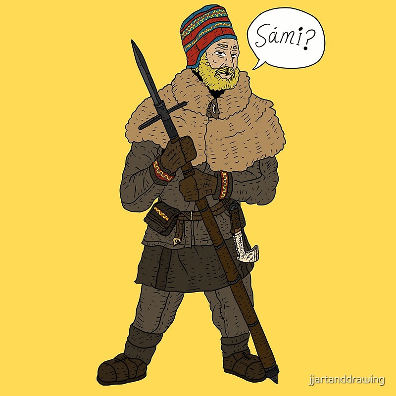 "a traditional sami or saami hunter and reindeer herder with a hunting ...