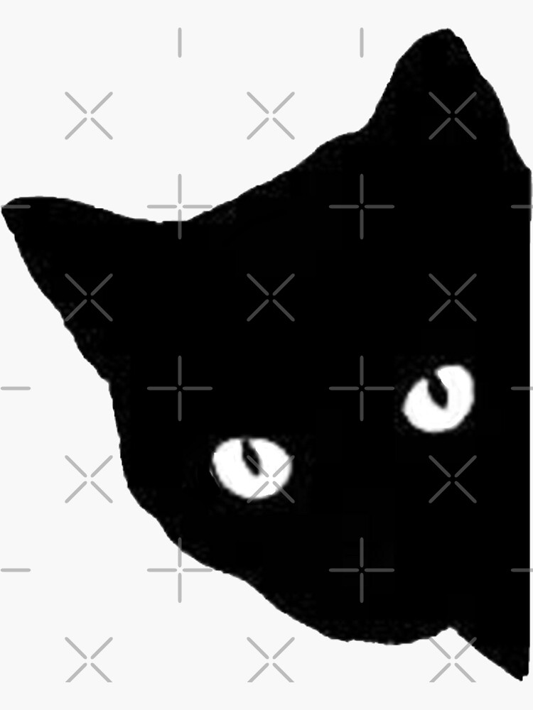 "Black Cat Peeking " Sticker for Sale by boojun | Redbubble