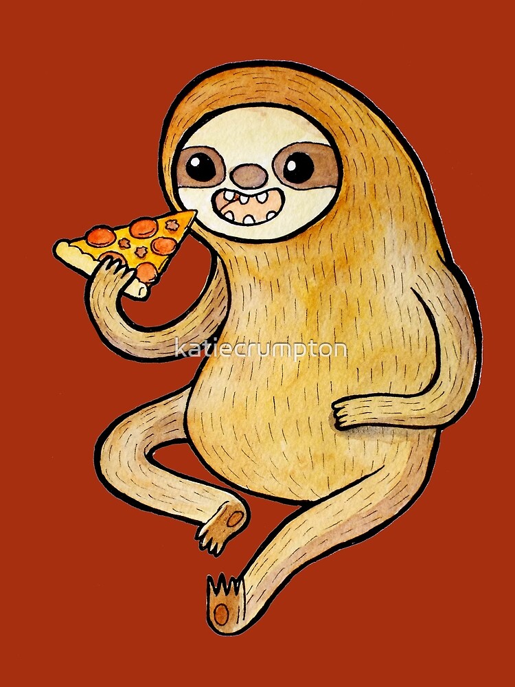 "Sloth Eating Pizza" Art Print by katiecrumpton | Redbubble