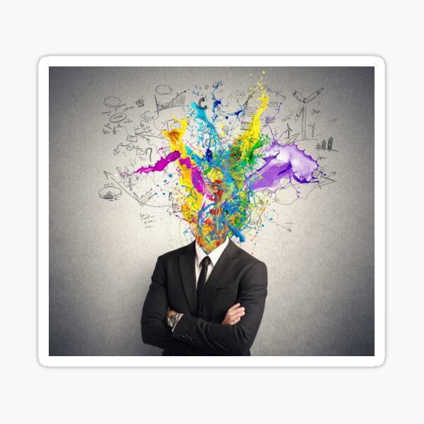 "Colorful Brainstorm with head explosion of creative ideas " Sticker ...