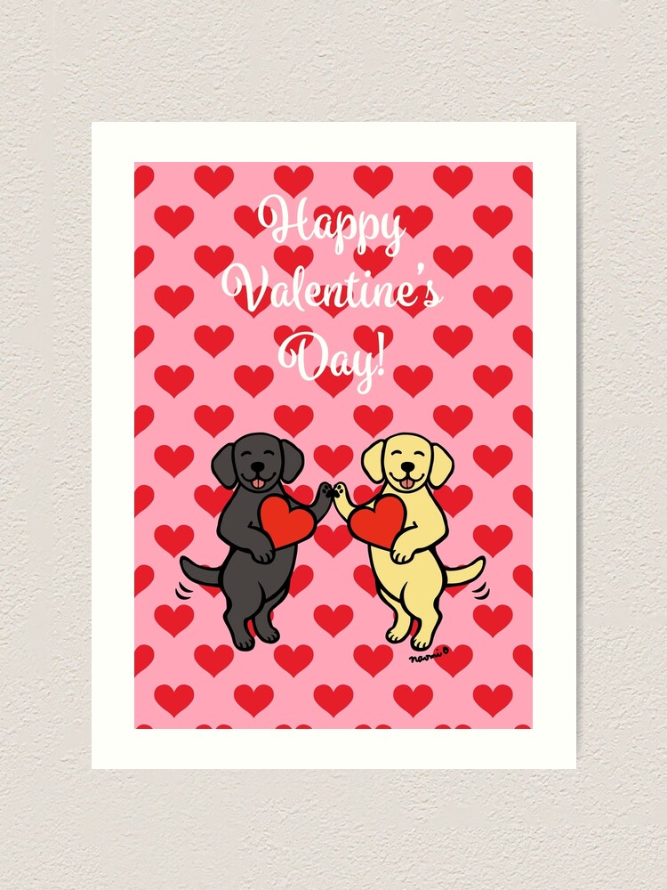 "Black Labrador and Yellow Labrador Valentine" Art Print by ...