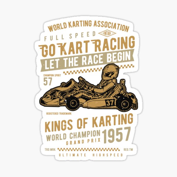 "Vintage Go Kart Racing - Go-Karting Motorsports Racer Gift" Sticker by ...