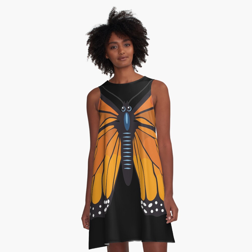 Vestido acampanado «Mariposa Mariposa Monarca» de croWind | Redbubble