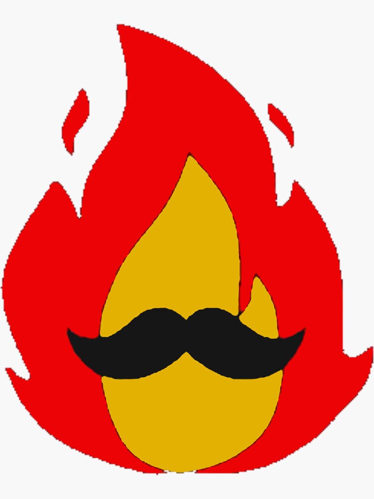 "Fire mustache logo" Sticker for Sale by Riku-Ortiz | Redbubble