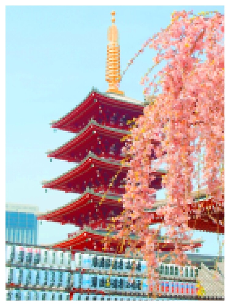 Póster «Mediodía Flor De Cerezo Kyoto Pixel Art» de MinzeTea | Redbubble