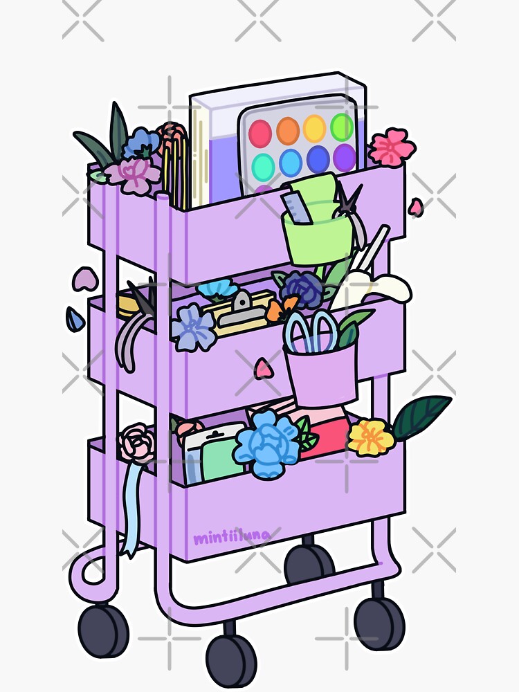"Lavender Craft Cart" Sticker for Sale by mintiiluna | Redbubble