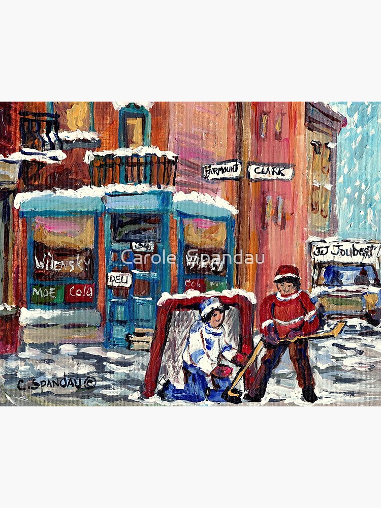 "MONTREAL WINTER HOCKEY SCENE NEAR WILENSKY DINER WITH JJ JOUBERT TRUCK ...