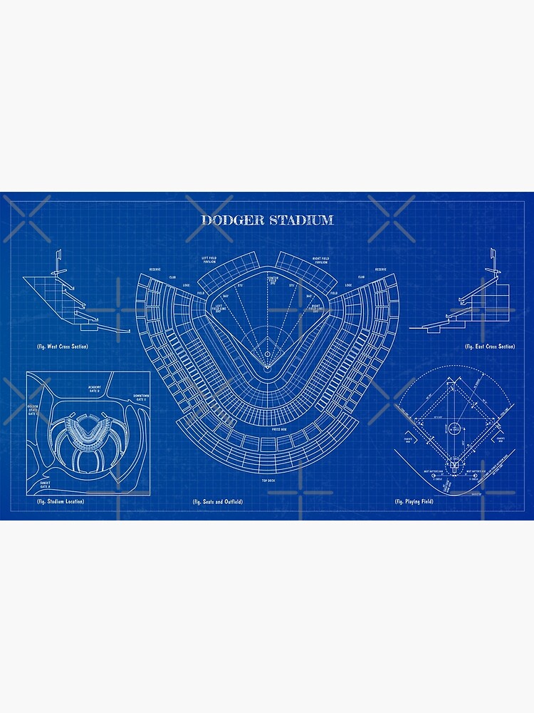 "Dodger Stadium (Blueprint)" Poster for Sale by BGALAXY | Redbubble