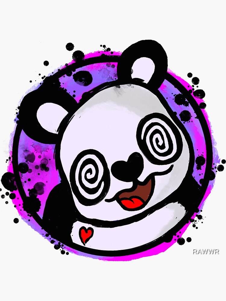Pegatina «Ilustración de oso panda loco» de RAWWR | Redbubble