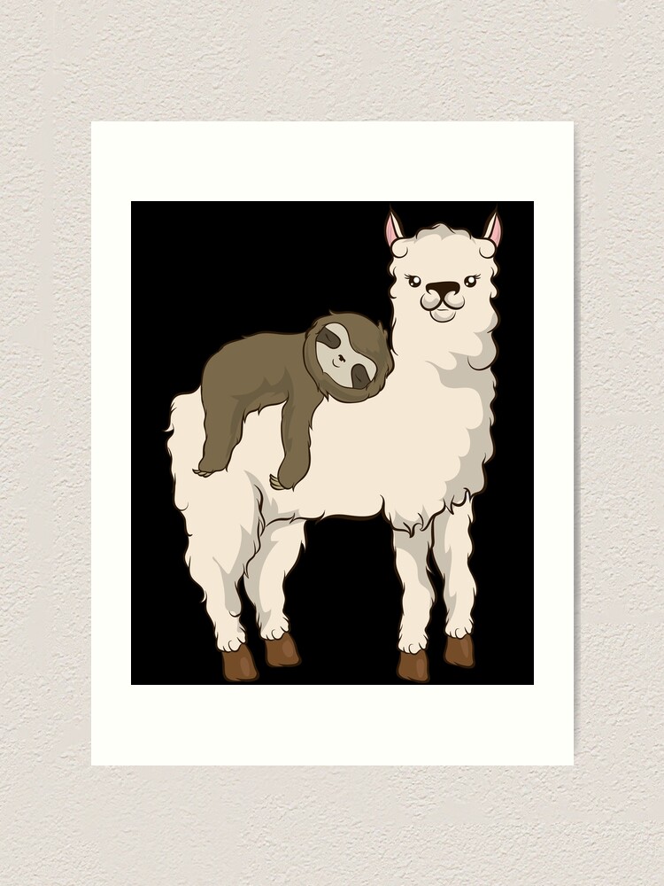 "Sloth Riding Llama Adorable Fluffy Lama & Sloth" Art Print for Sale by ...
