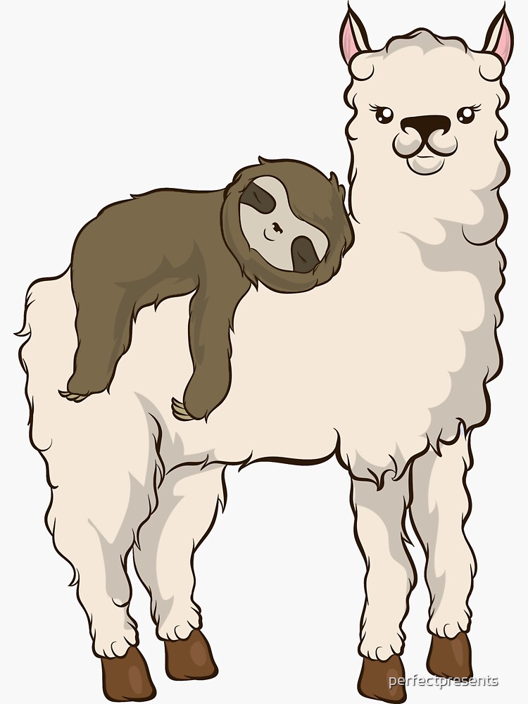 "Sloth Riding Llama Adorable Fluffy Lama & Sloth" Sticker for Sale by ...