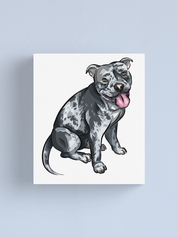 "American Bully | Merle | Cute Cartoon Dog Art" Canvas Print for Sale ...