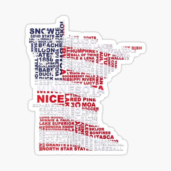 "Minnesota Words - Flag" Sticker by casezimmer | Redbubble