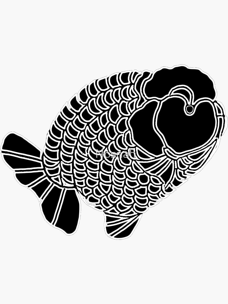 Pegatina «Ranchu Full Black Goldfish Logo en fondo negro» de Nosnah ...