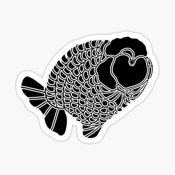"Ranchu Full Black Goldfish Logo in Black background" Sticker for Sale ...