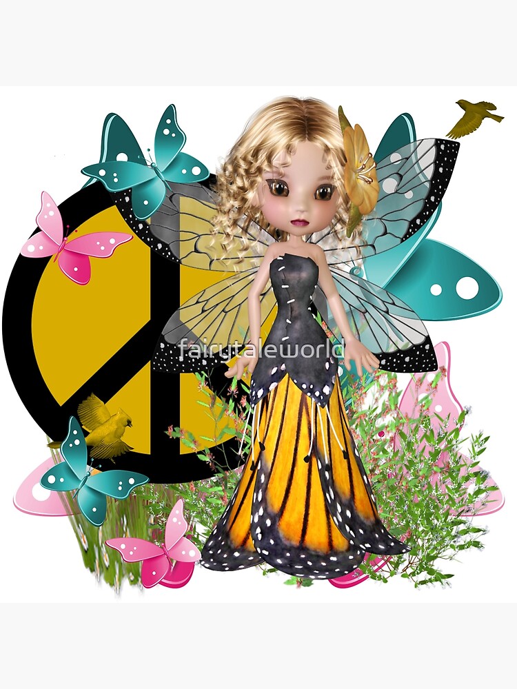"Cute Yellow Peace Fairy" Art Print for Sale by fairytaleworld | Redbubble