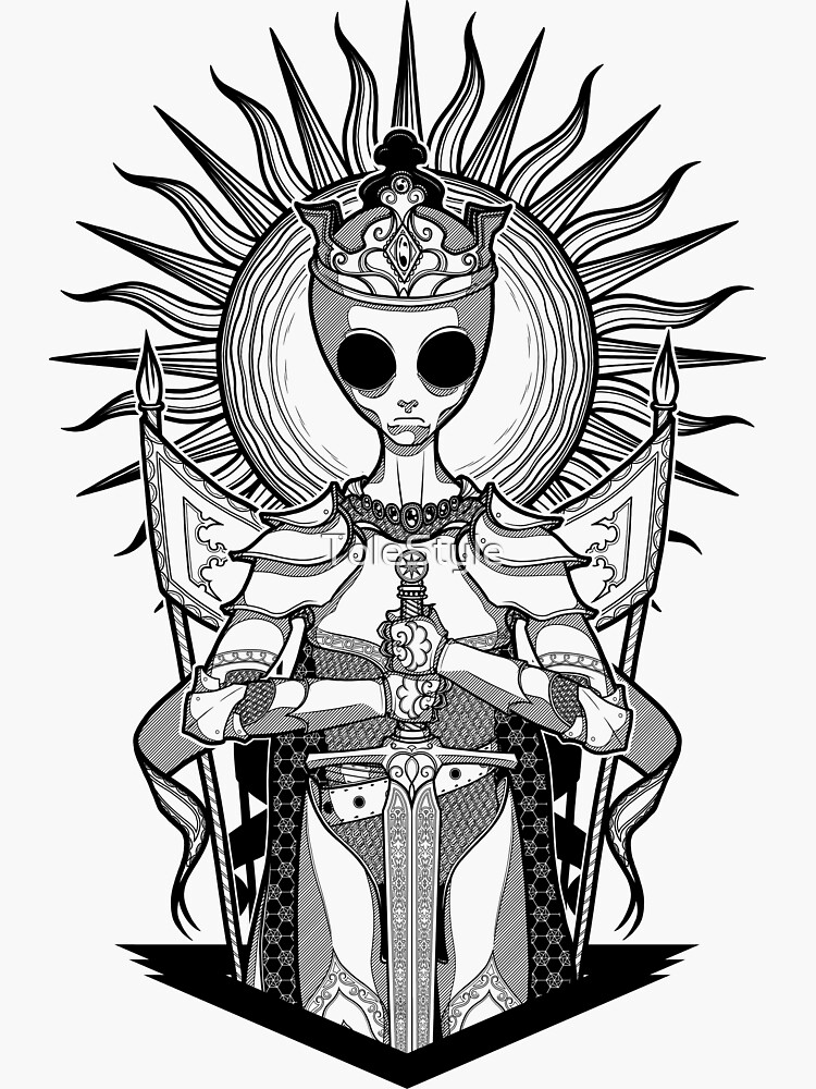 "The alien King Arthur" Sticker by ToleStyle | Redbubble