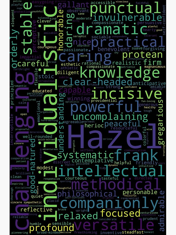 "Hazel: Digital Word Cloud Design. Schwarz. Großartig für Geschenke ...