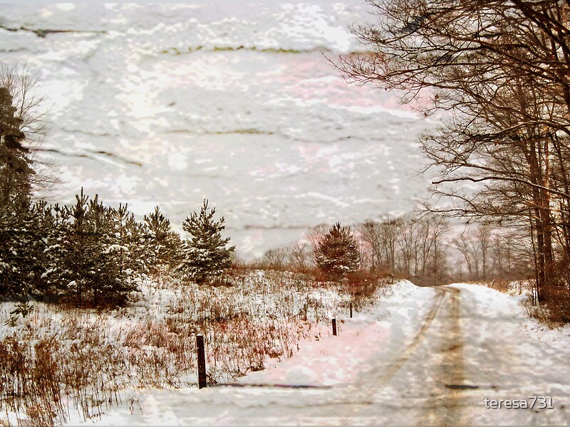 "Country Road in Winter with Texture" by teresa731 | Redbubble