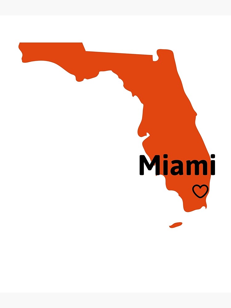 "Miami Love Design with the State Outline" Art Print for Sale by ...