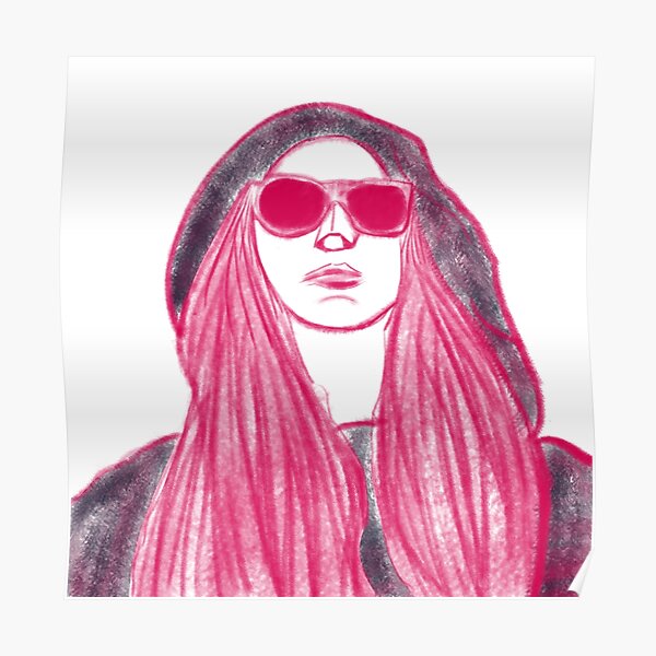 "pink girl art drawing " Poster by catlouise | Redbubble