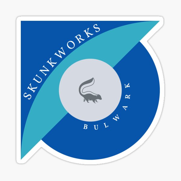 "Skunkworks - Bulwark - Blue" Sticker by DarkoneDesigns | Redbubble