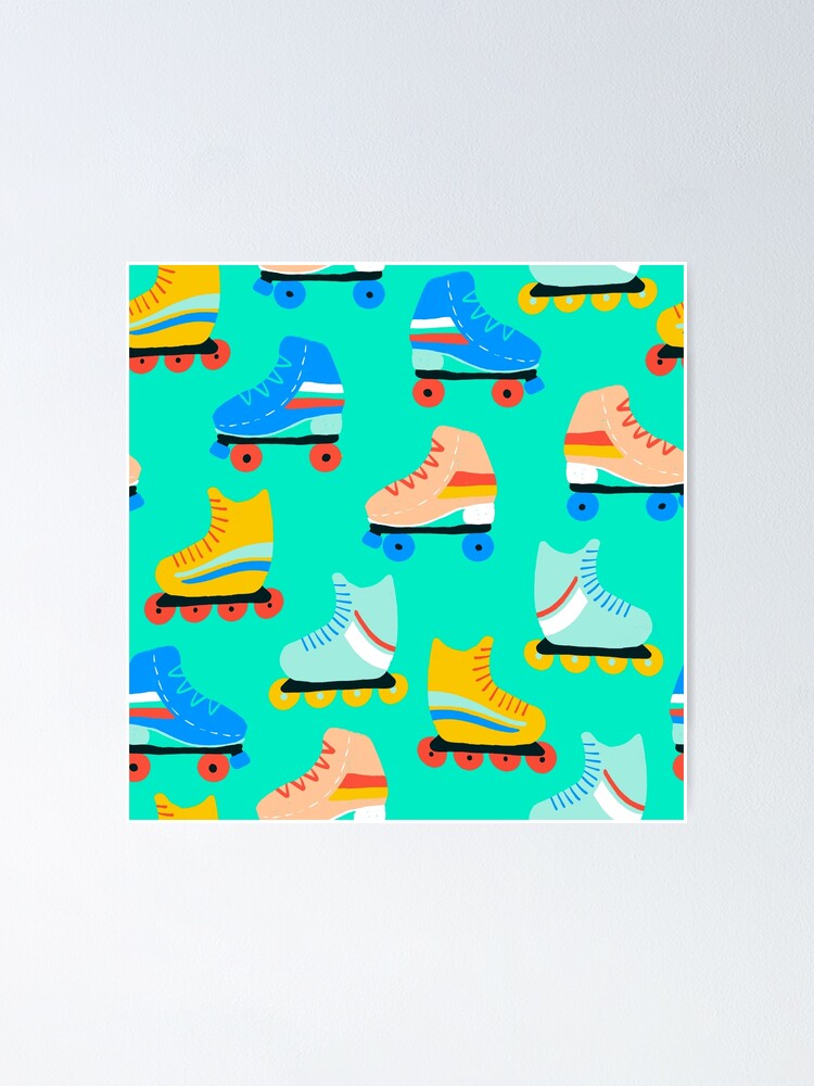 "Roller blades and roller skates" Poster for Sale by inkblotcreative ...