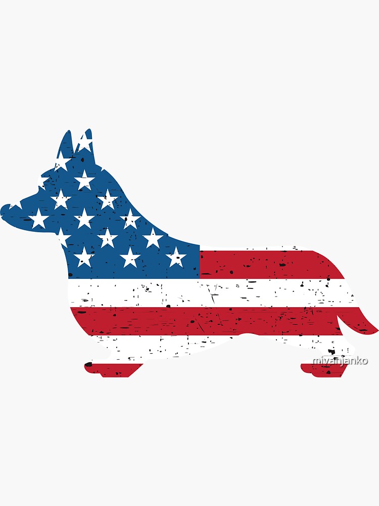 "Welsh Corgi - American Flag" Sticker for Sale by mivanjanko | Redbubble