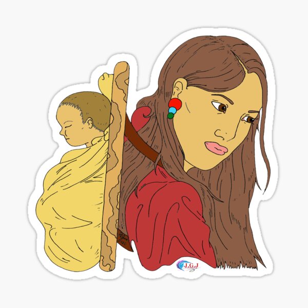 "Native Mom Carrying Baby" Sticker for Sale by JGJPublishing | Redbubble