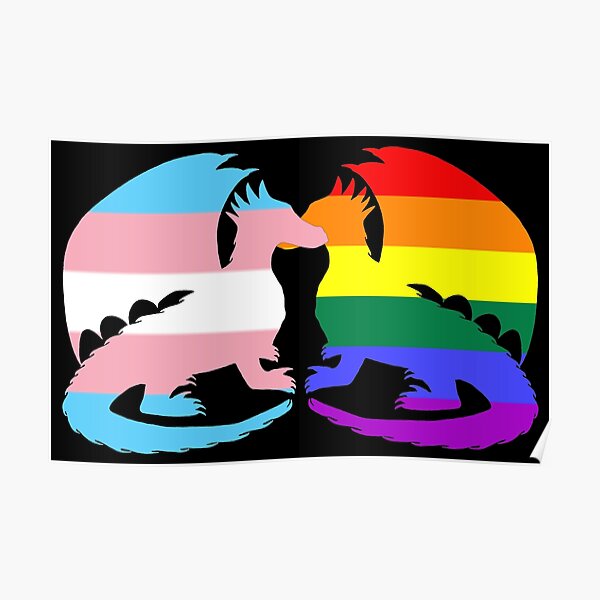 Gay Trans Pride Dragons Poster By Shaneisadragon Redbubble